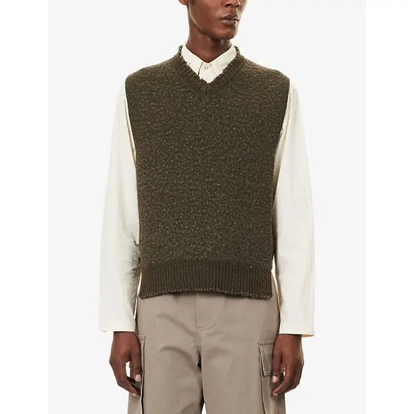 CRAIG GREEN Blanket V-neck Merino-wool And Cotton-blend Vest