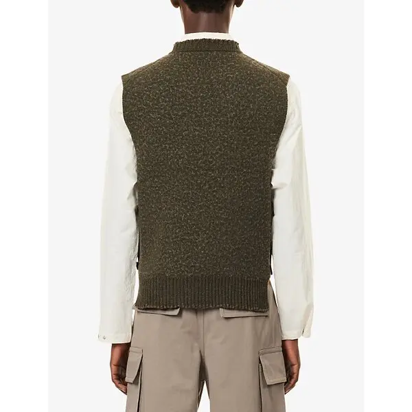 CRAIG GREEN Blanket V-neck Merino-wool And Cotton-blend Vest