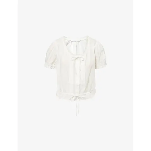 MOTHER The Love Letter Short-sleeve Cotton Top - White