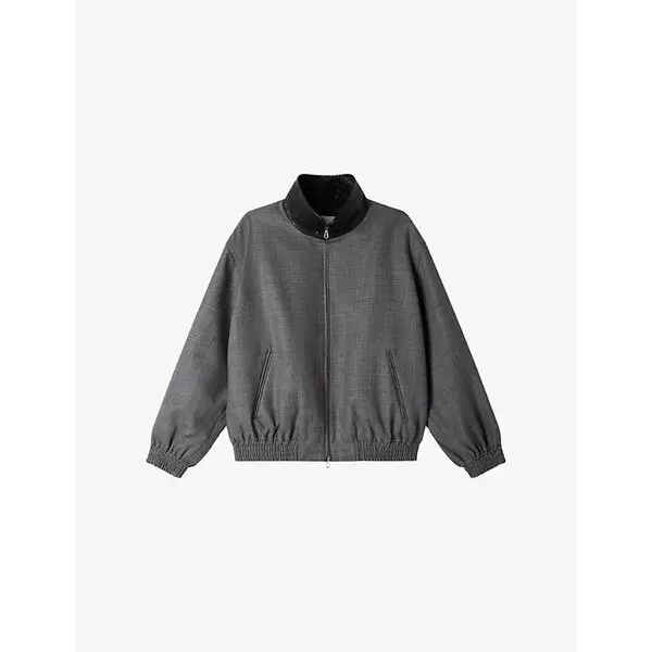 Sandro Relaxed-fit Wool Jacket With Leather Collar
