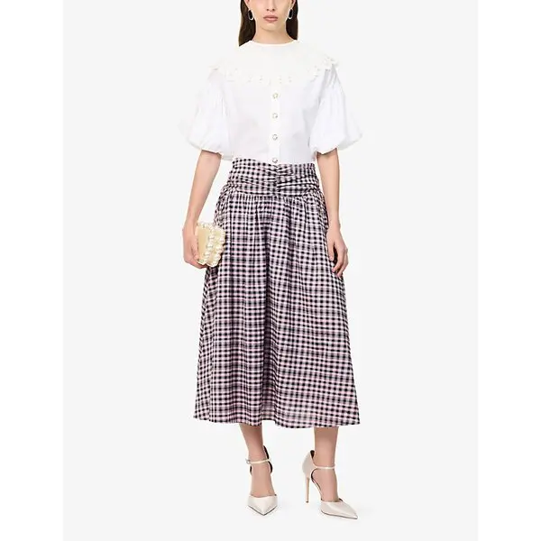 SISTER JANE Lumiere Open Cut-work-collar Cotton Blouse