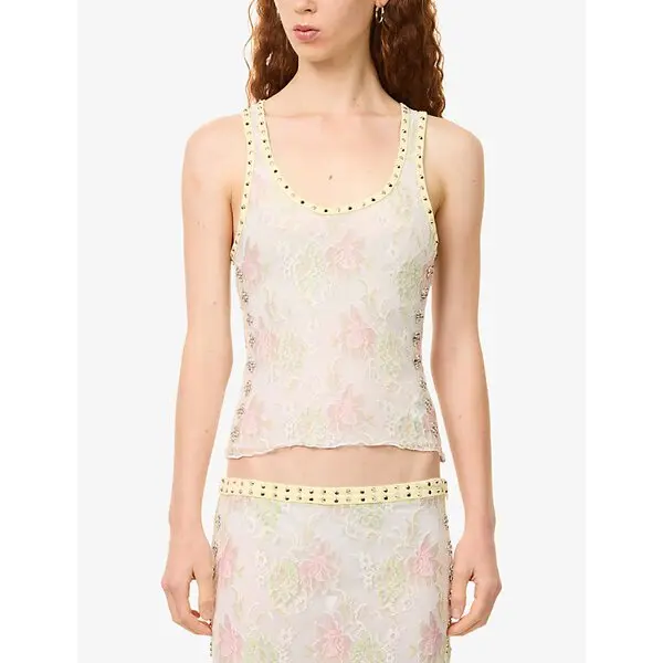 JADED LONDON Fioretta Studded Lace Tank Top