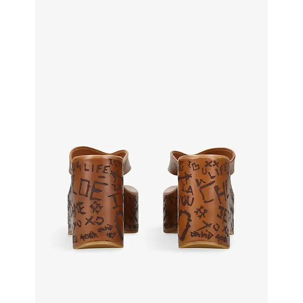 Chloé Leather Wedge Sandals With Graffiti Detailing