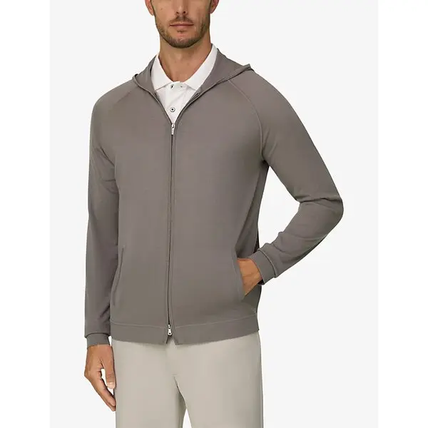 Boggi Milano Hooded Full-zip Merino-wool Sweatshirt Xxl