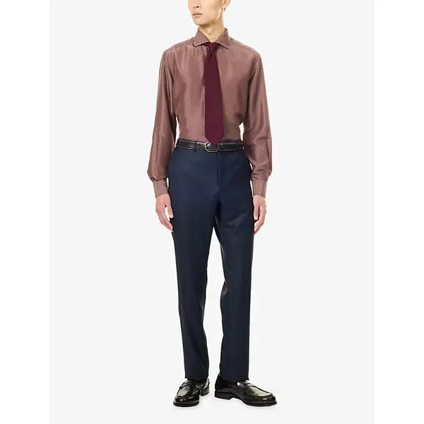 Corneliani Printed Long-sleeve Silk Shirt
