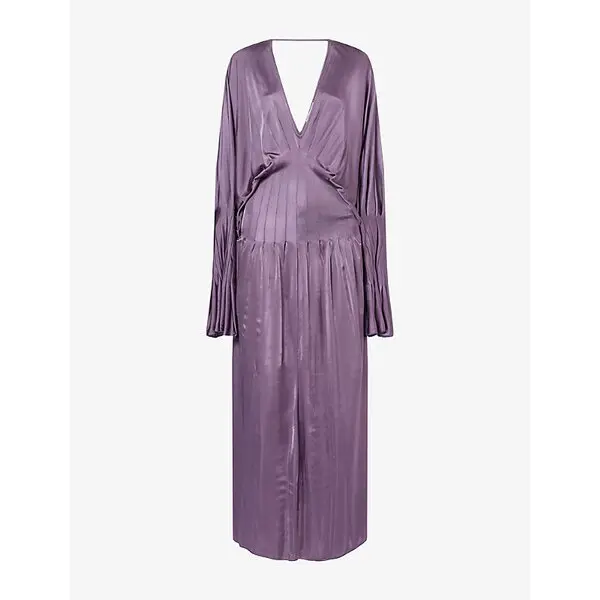 AYA MUSE Luma Draped Satin Maxi Dress - Grape