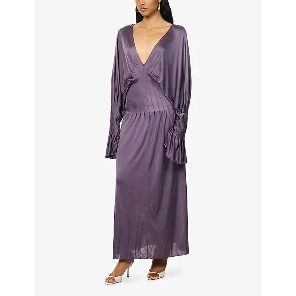 AYA MUSE Luma Draped Satin Maxi Dress