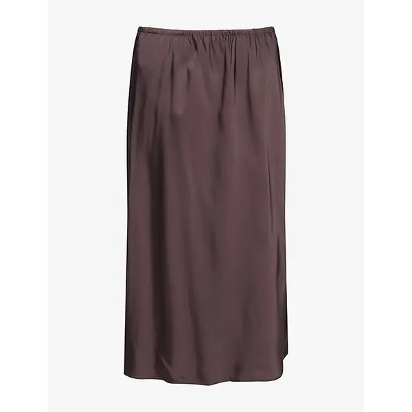 Vince Lace-trimmed Satin Midi Skirt
