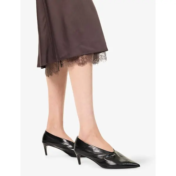Vince Lace-trimmed Satin Midi Skirt