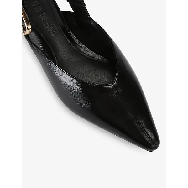 Steve Madden Sianna Leather Slingback Flats With Gold-toned Buckle