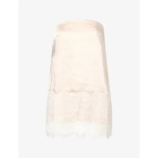 4TH & RECKLESS Mella Lace-hem Satin Top
