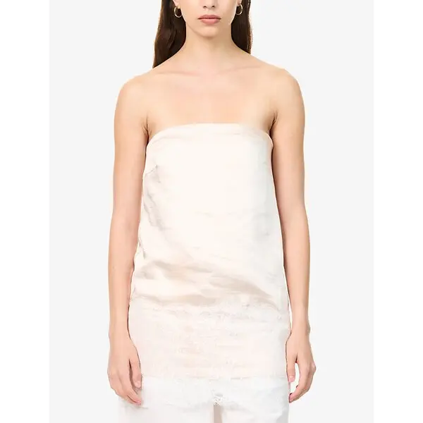 4TH & RECKLESS Mella Lace-hem Satin Top