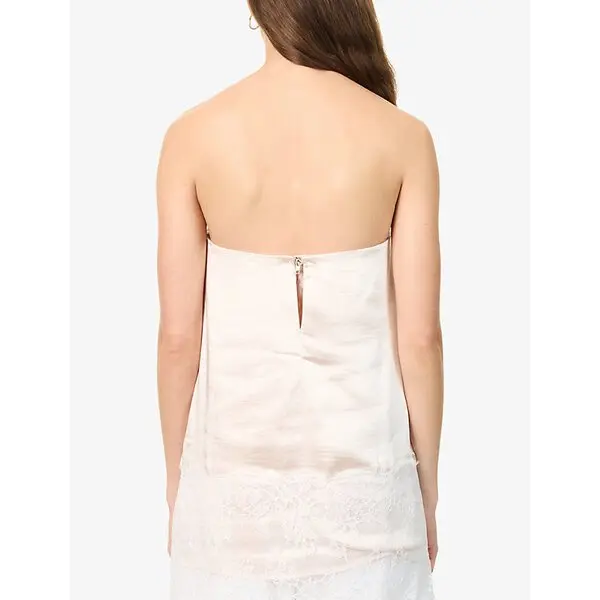4TH & RECKLESS Mella Lace-hem Satin Top