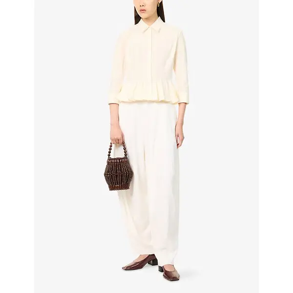 ASHLYN Blaine Barrel-leg Cotton Trousers - White