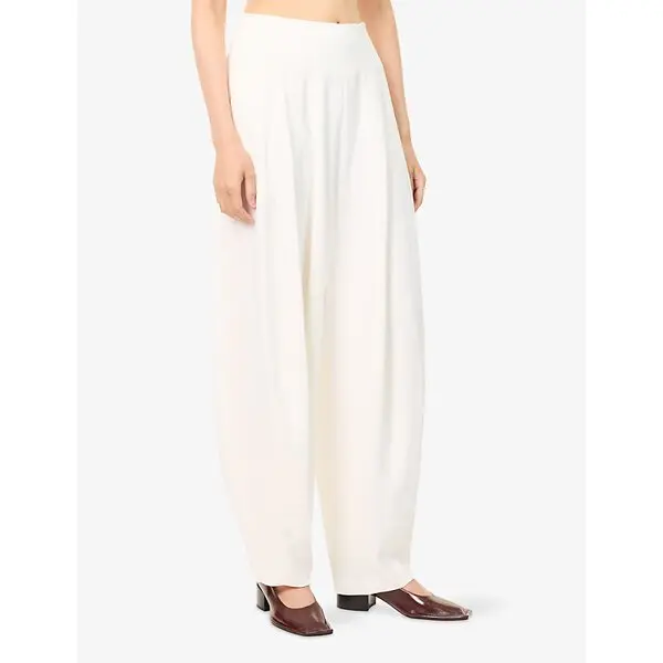 ASHLYN Blaine Barrel-leg Cotton Trousers - White