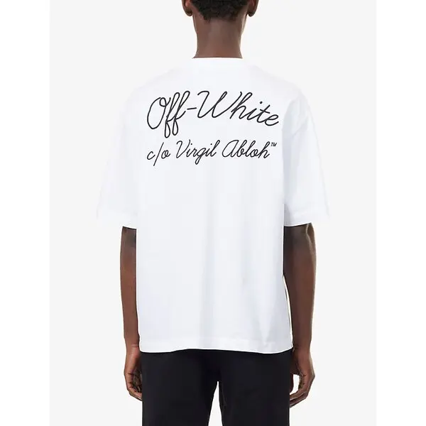 Off-White Embroidered Script Logo Cotton T-shirt