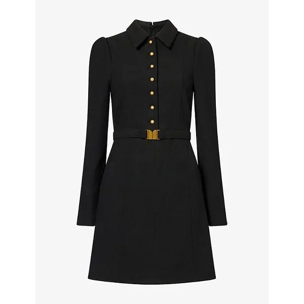 ME+EM Belted Textured Woven Mini Dress