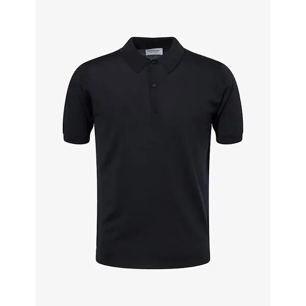 John Smedley Short-sleeve Merino-wool Polo Shirt - Black