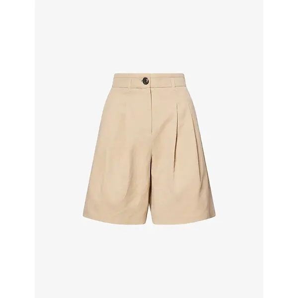 ME+EM Pleated Linen Blend Shorts