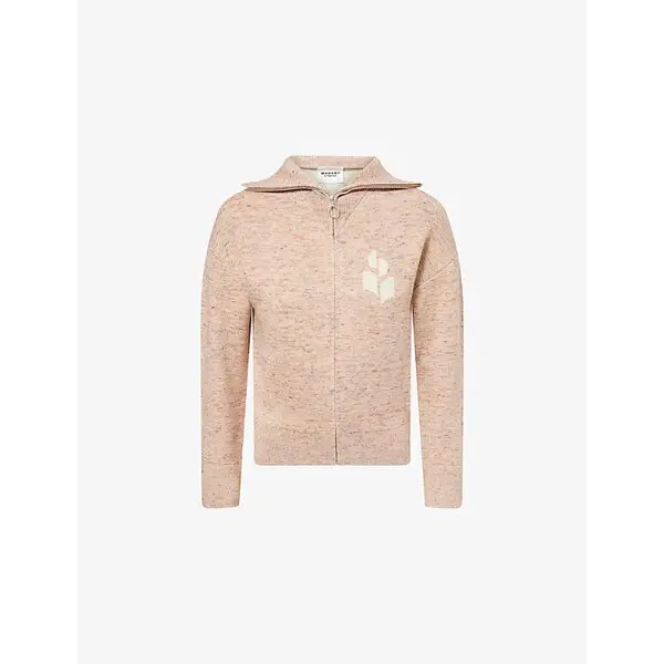 Isabel Marant Étoile Koxy Intarsia-logo Knit Zip Cardigan - Pink