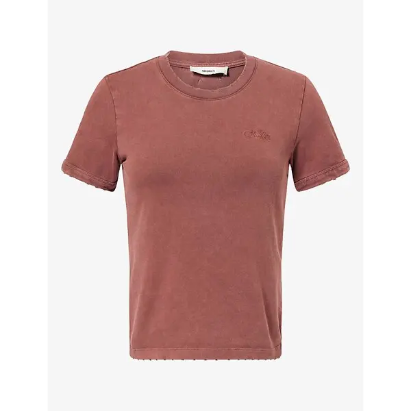 SIEDRES Corvo Embroidered Washed Cotton-jersey T-shirt