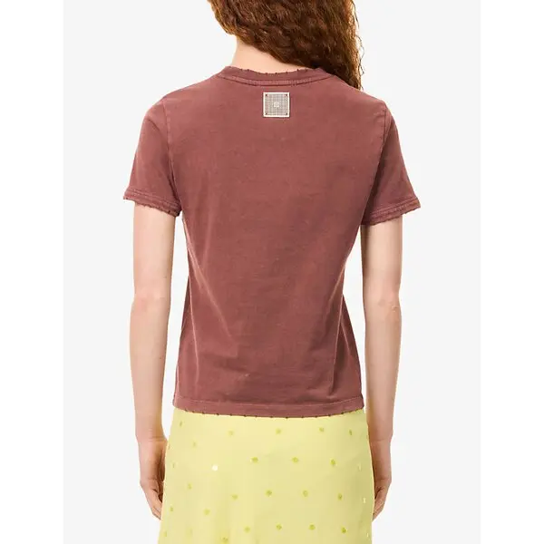 SIEDRES Corvo Embroidered Washed Cotton-jersey T-shirt