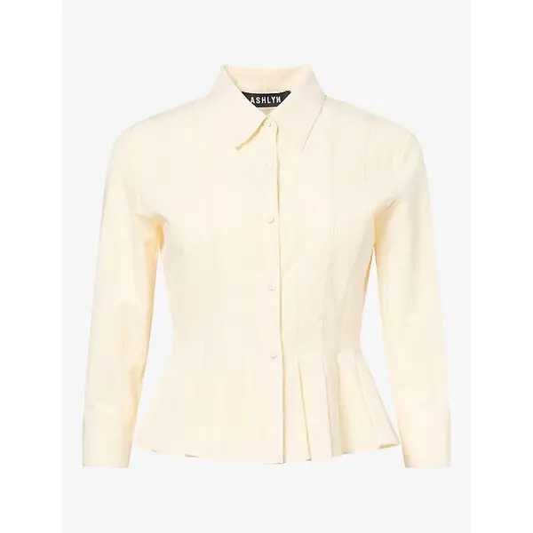 ASHLYN Cotton Pleated Peplum Shirt