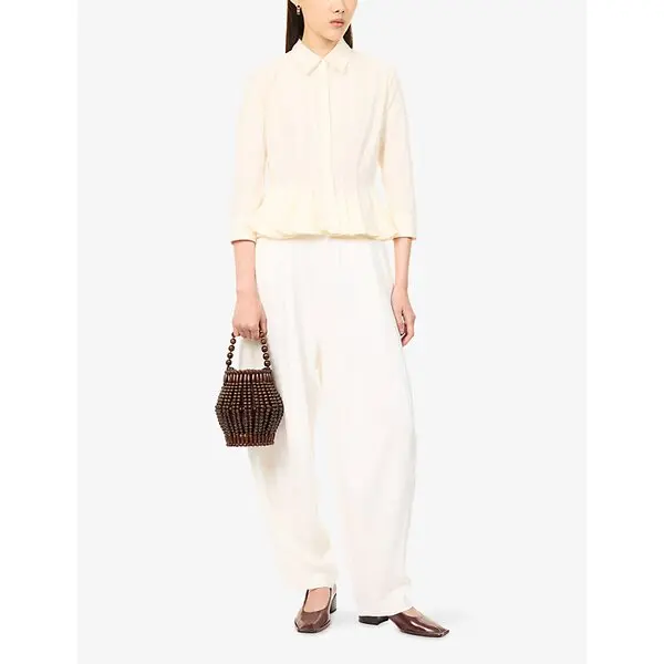 ASHLYN Cotton Pleated Peplum Shirt