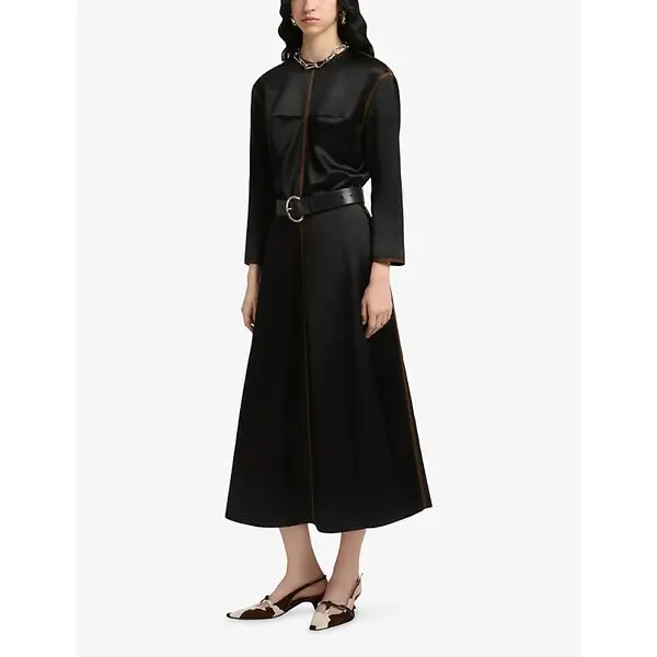 Marni Contrast-stitch Satin Midi Dress