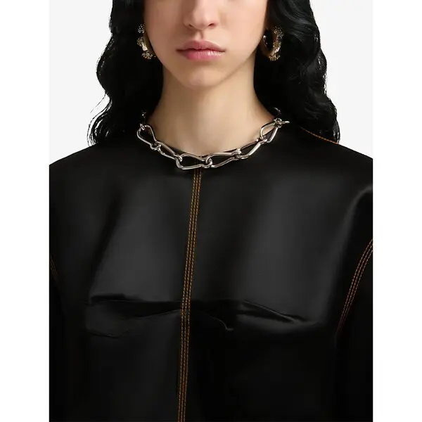 Marni Contrast-stitch Satin Midi Dress