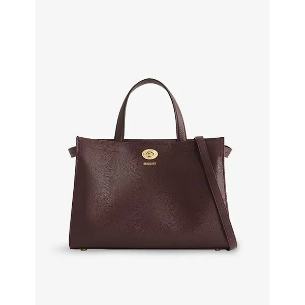 Burberry Small Cotswolds Leather Tote Bag - Vineyard Red