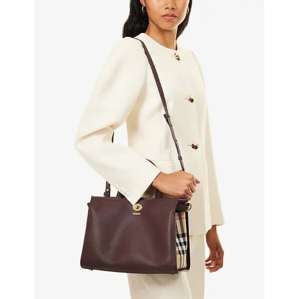Burberry Small Cotswolds Leather Tote Bag - Vineyard Red