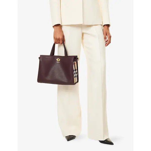 Burberry Small Cotswolds Leather Tote Bag - Vineyard Red