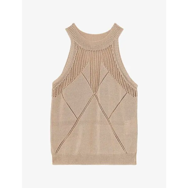 REISS Maya Knitted Cotton-blend Vest Top