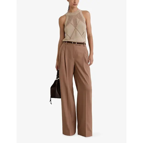 REISS Maya Knitted Cotton-blend Vest Top