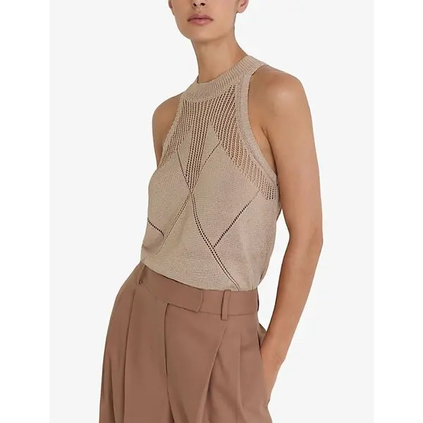REISS Maya Knitted Cotton-blend Vest Top