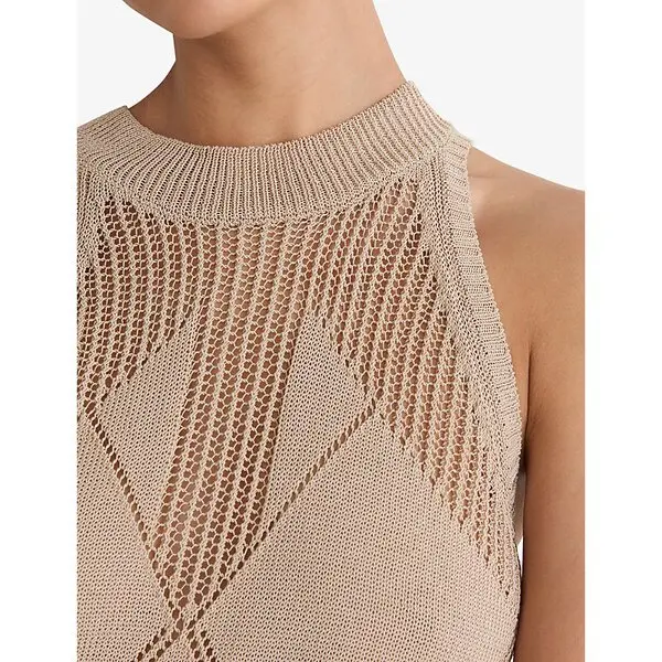 REISS Maya Knitted Cotton-blend Vest Top