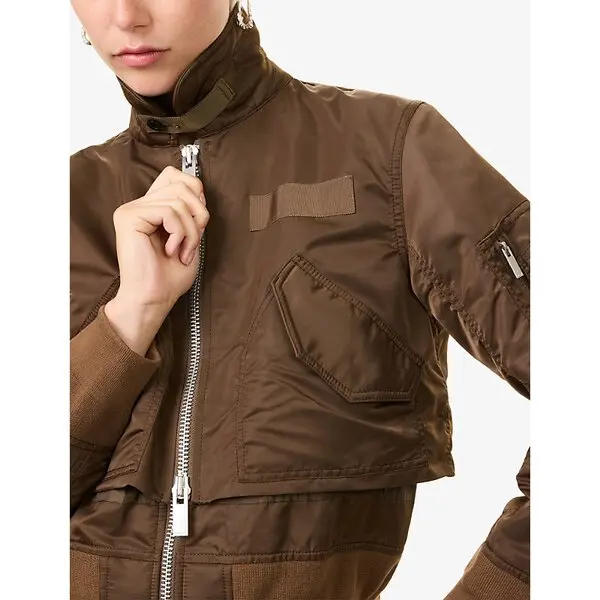 Sacai Overlay Funnel Neck Woven Jacket