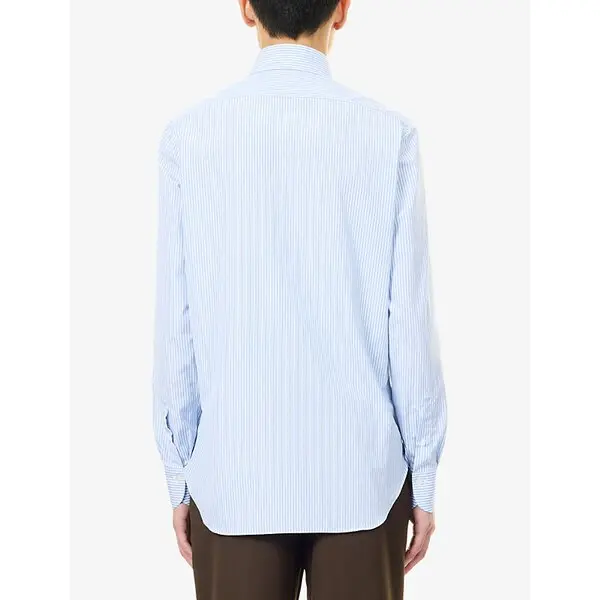 FINAMORE 1925 Napoli Striped Long-sleeve Cotton Shirt - Blu Stripe