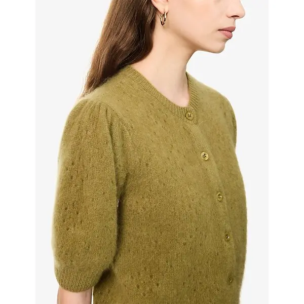 FRAME Airy Short-sleeve Cashmere Cardigan