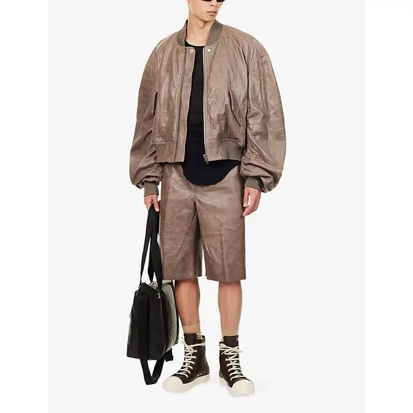 Rick Owens Leather Bomber Jacket