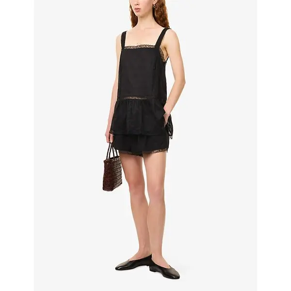 Dissh Rosin Lace-trim Cotton-voile Top