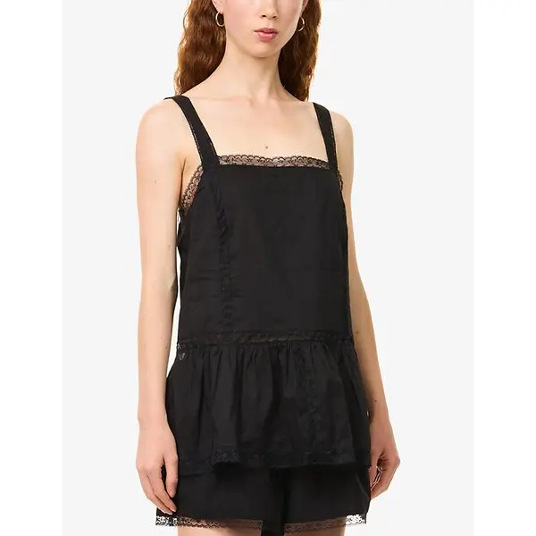 Dissh Rosin Lace-trim Cotton-voile Top