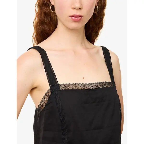Dissh Rosin Lace-trim Cotton-voile Top