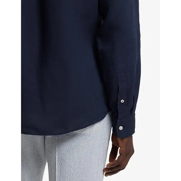 BOSS Brand-embroidered Long-sleeved Linen Shirt