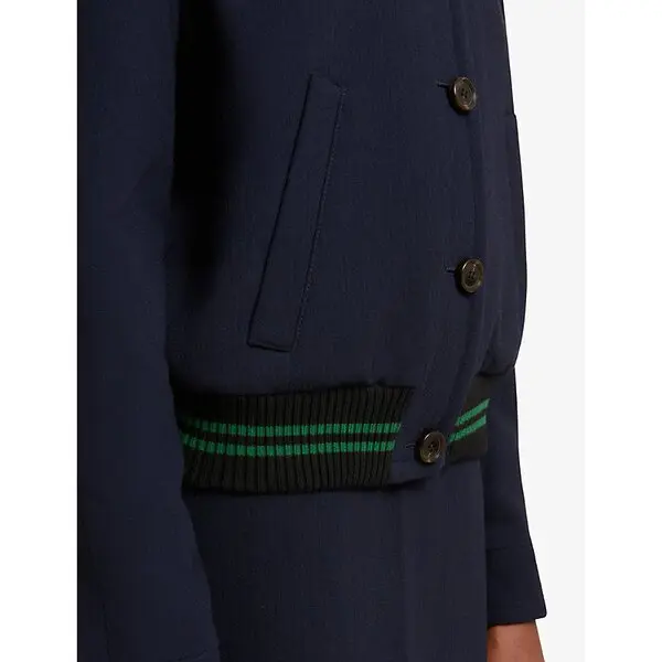 Marni Leather-collar Wool Crepe Bomber Jacket