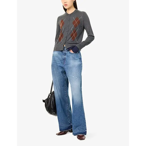 Acne Studios Double-layered Argyle-pattern Silk-blend Cardigan