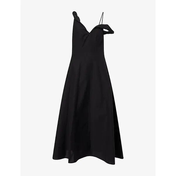 ROHE FRAMES Twisted Off-shoulder Cotton-blend Midi Dress