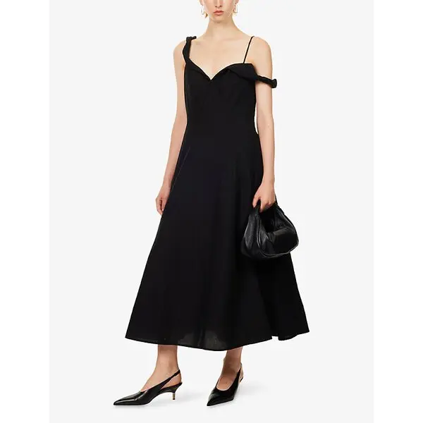 ROHE FRAMES Twisted Off-shoulder Cotton-blend Midi Dress