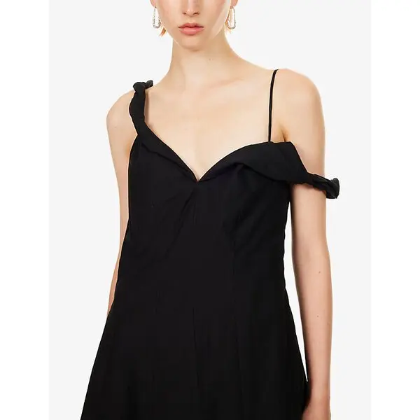 ROHE FRAMES Twisted Off-shoulder Cotton-blend Midi Dress